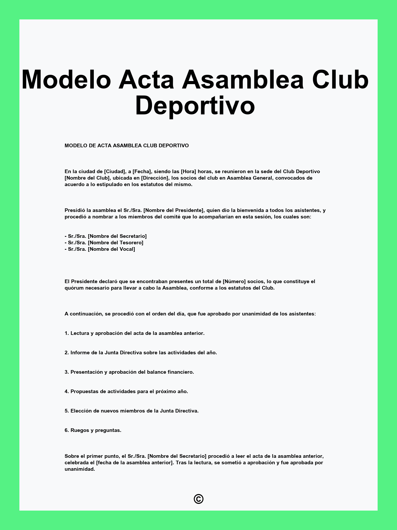 Modelo Acta Asamblea Club Deportivo