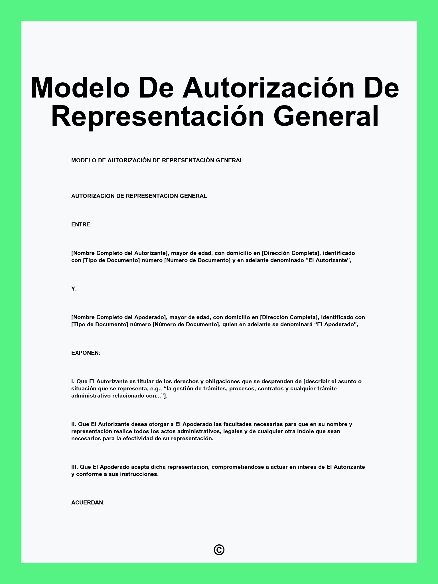 Modelo De Autorización De Representación General
