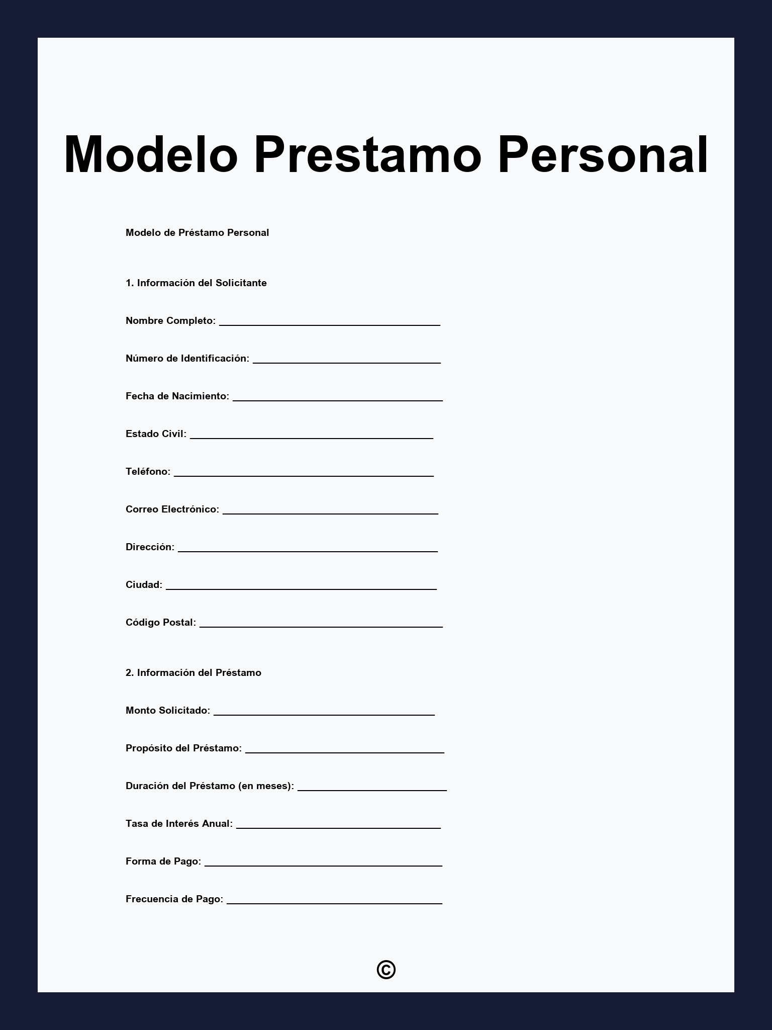 Modelo Prestamo Personal