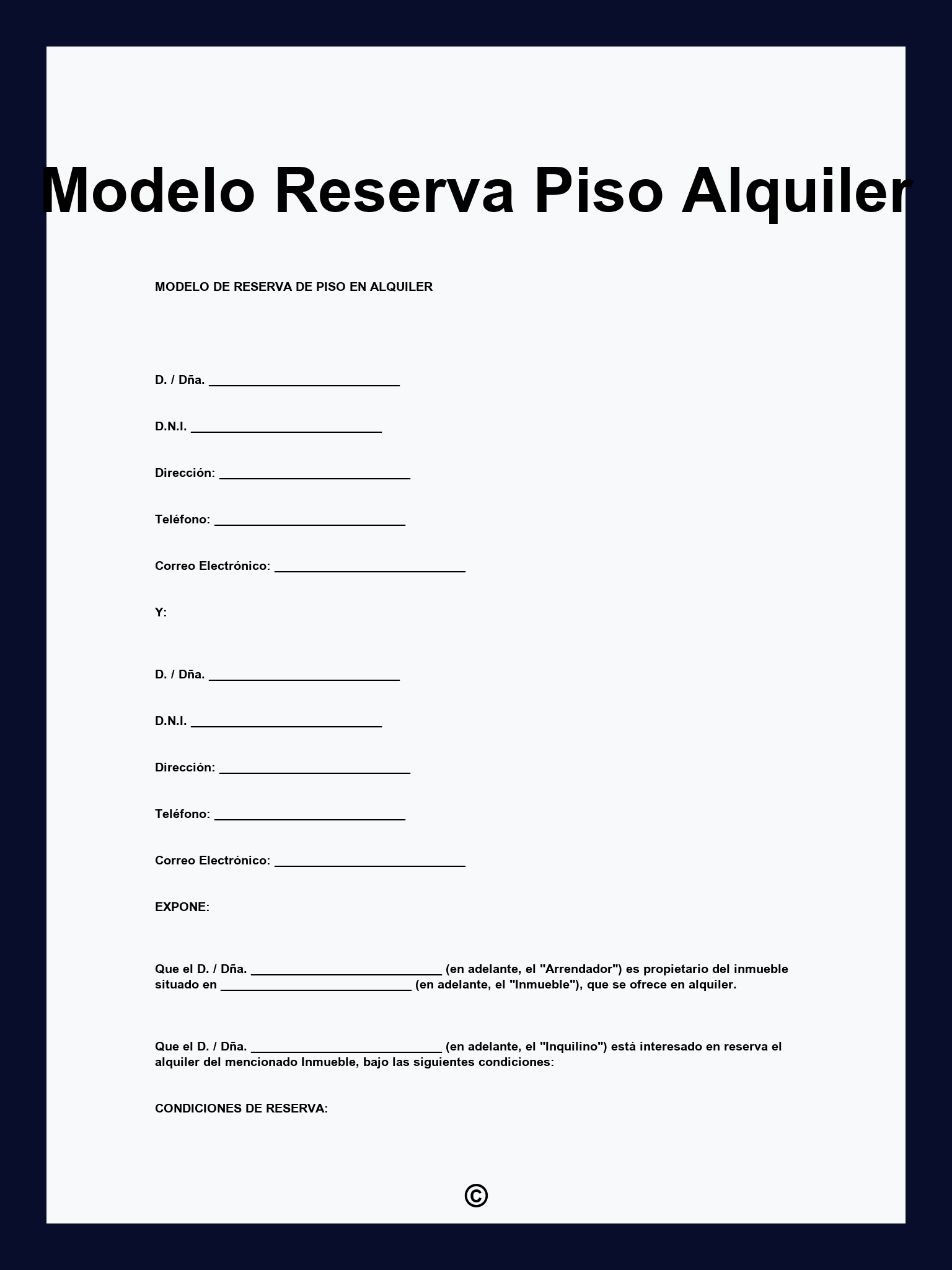 Modelo Reserva Piso Alquiler