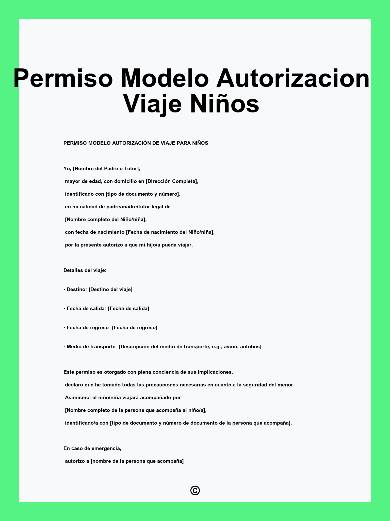Modelo De Carta De Autorizacion Para Viajar Con Menor Word